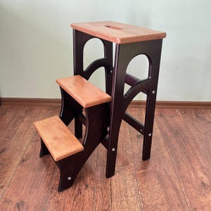 Stepladder, Step Stool, Kitchen Green Step Stool, Wooden Ladder, Foot ...