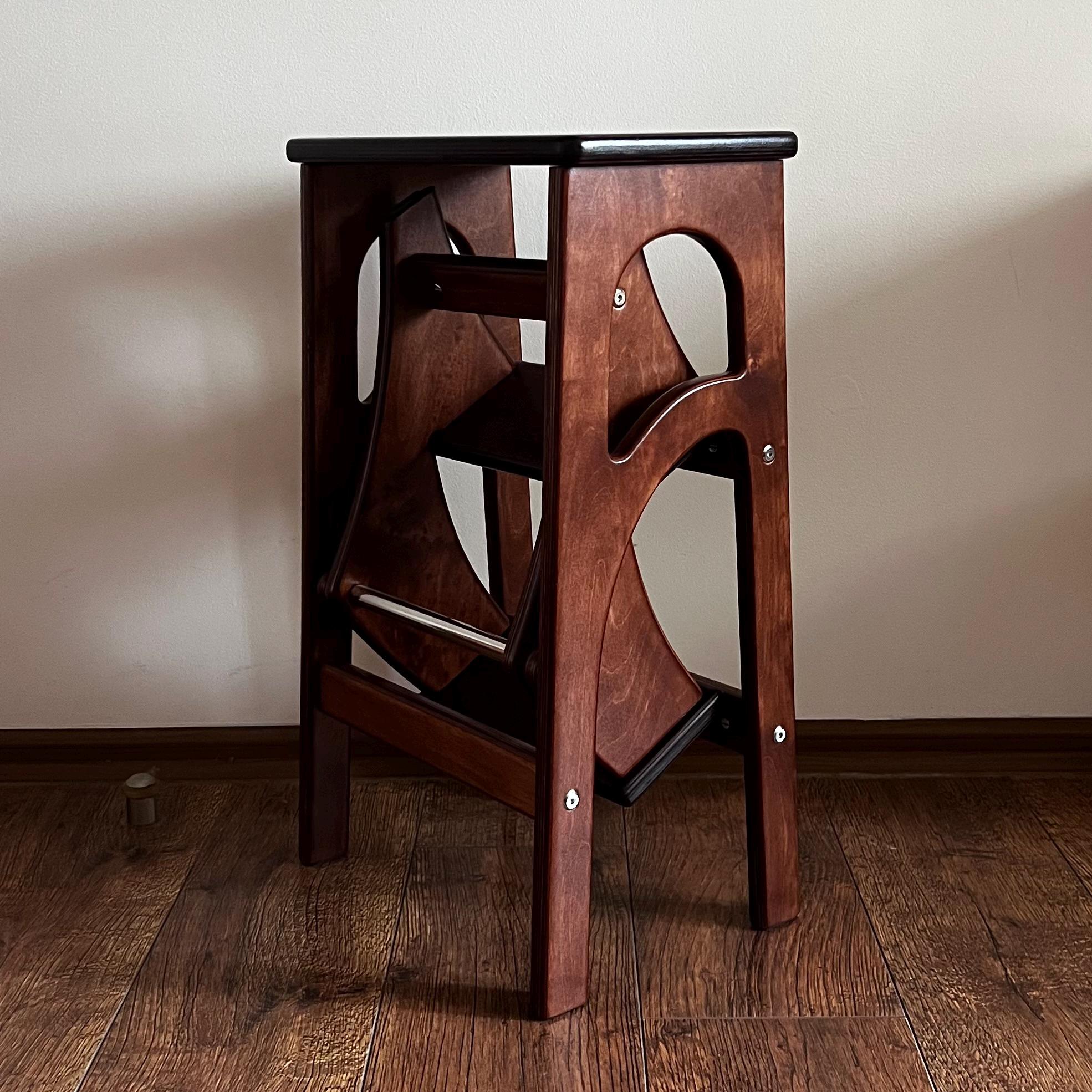 Wooden Stepladder, Kitchen Step Stool, Library Steps, Folding Ladder ...