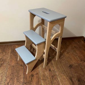 Stepladder, Step Stool, Kitchen Green Step Stool, Wooden Ladder, Foot ...