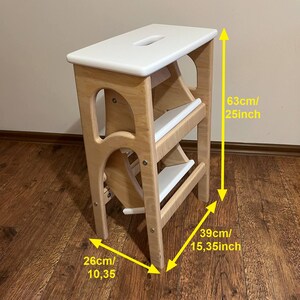 Stepladder, Step Stool, Kitchen Green Step Stool, Wooden Ladder, Foot ...
