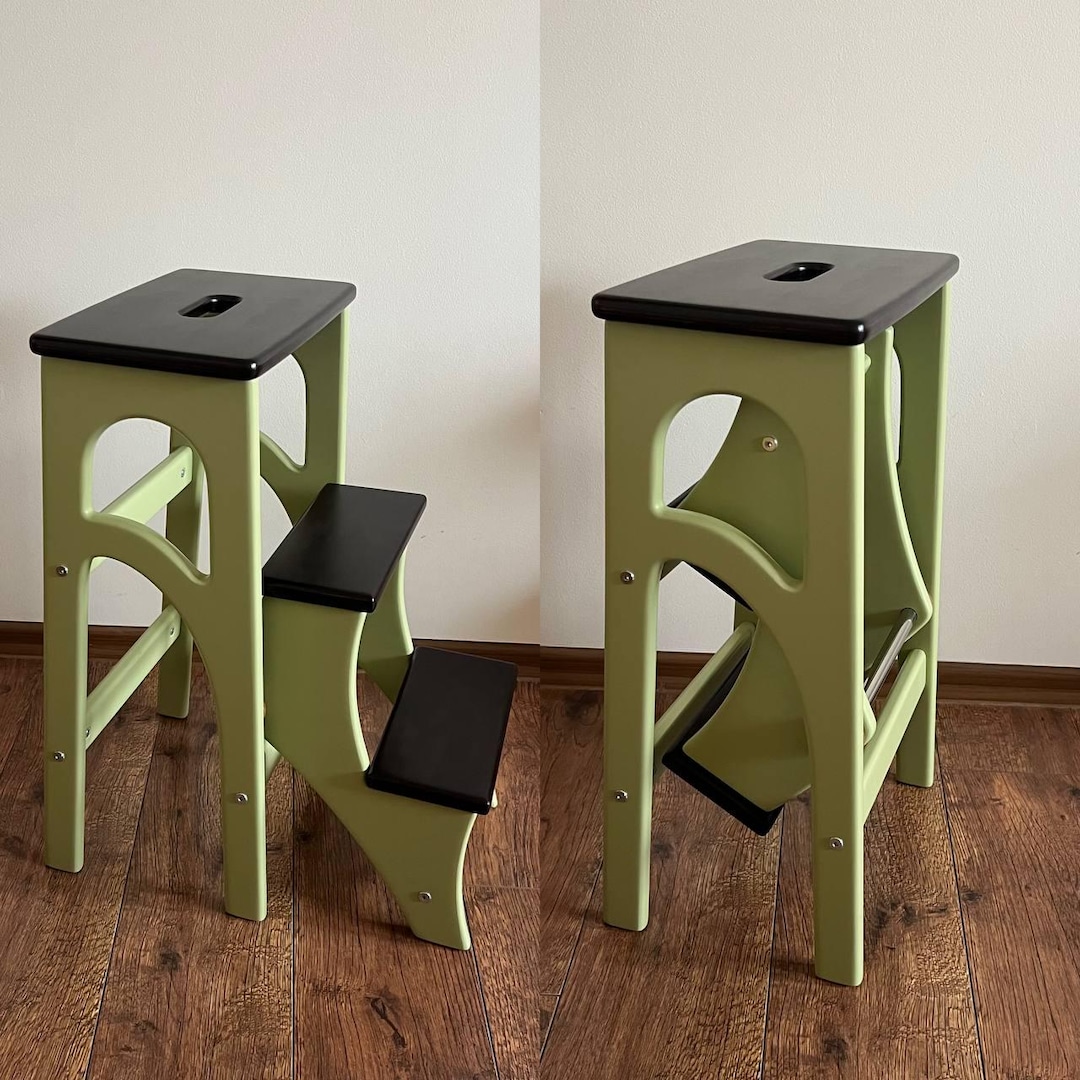 Stepladder, Kitchen Step Stool, Foot Stool, Green Step Stool, Library ...