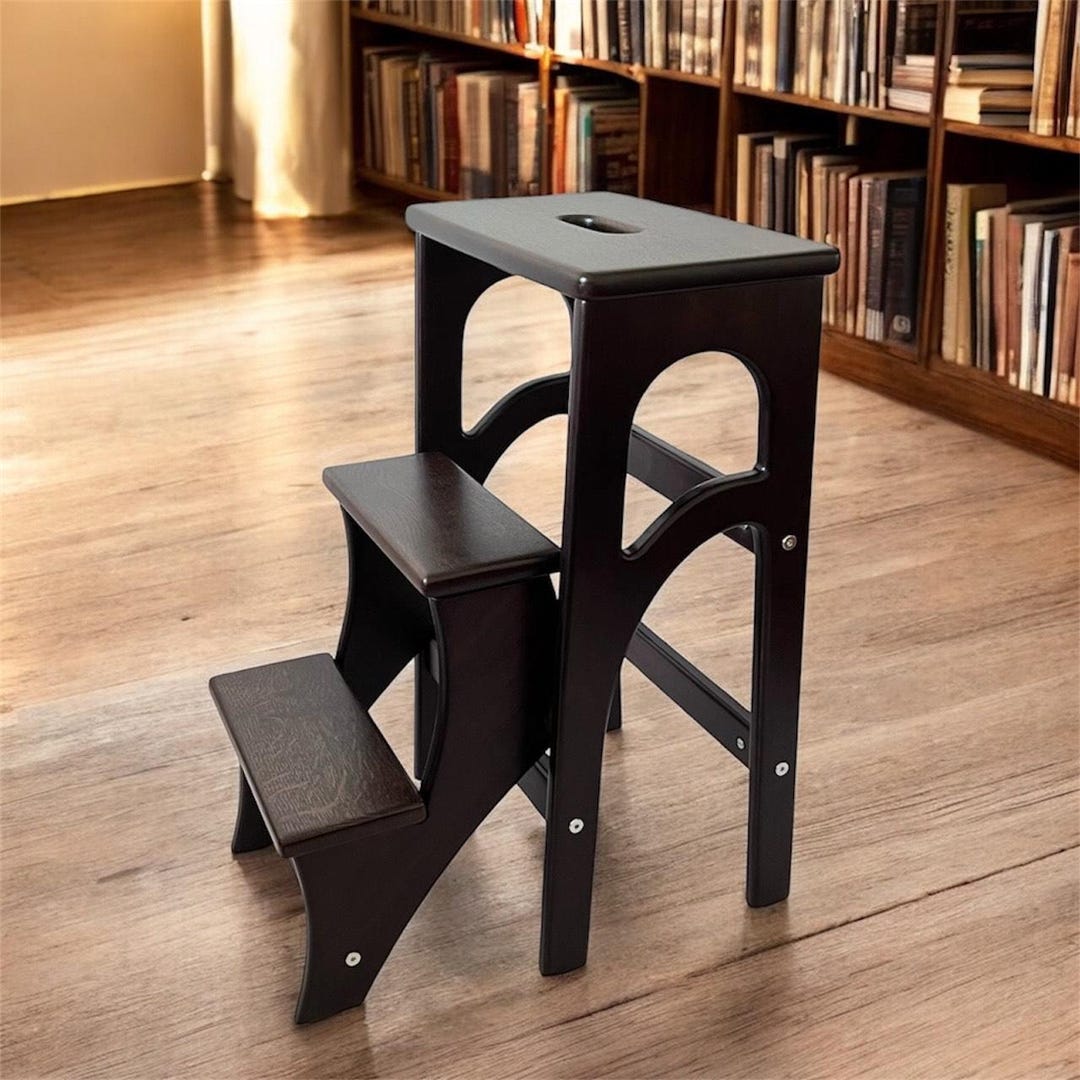 Stepladder, Wooden Stool, Library Ladder, Kitchen Folding Step Stool ...