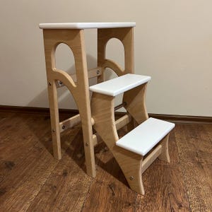 Stepladder, Step Stool, Kitchen Green Step Stool, Wooden Ladder, Foot ...