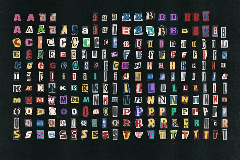 Retro Comic Alphanumeric Newspaper Paper-cut Pattern Hand Account ...