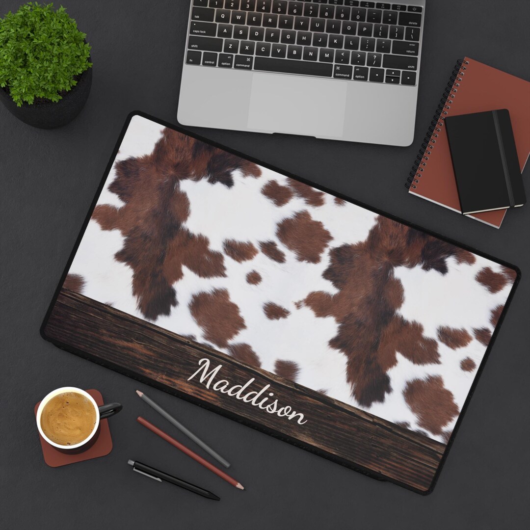 Custom Cow Print Desk Mat: Personalized Desk Pad - Etsy