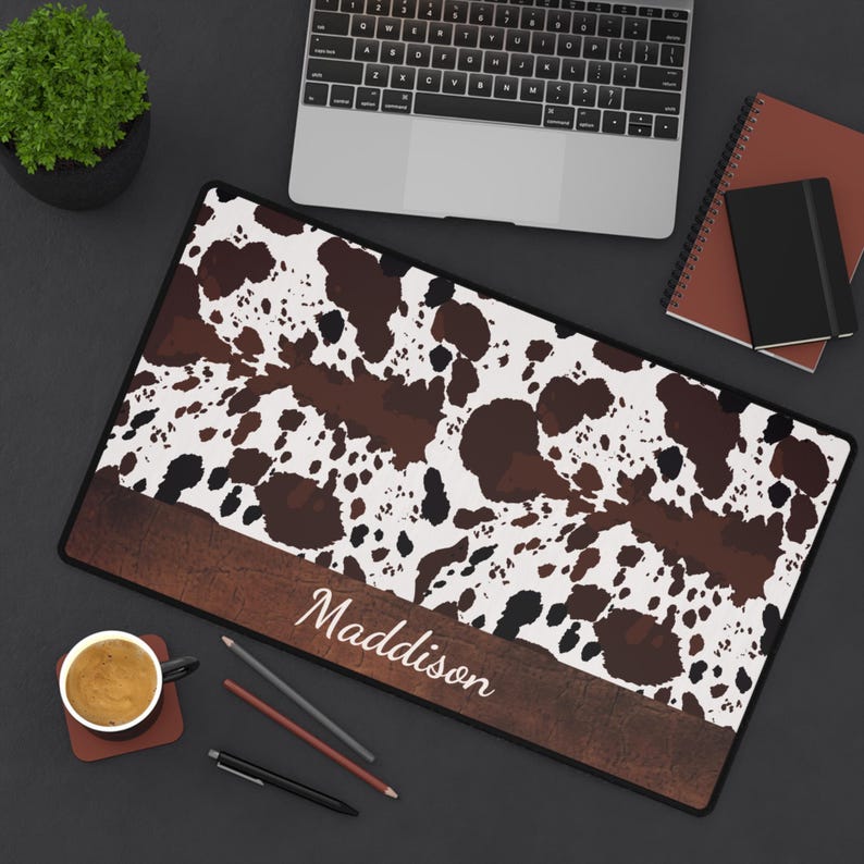 Custom Cow Print Desk Mat, Personalized Animal Print Desk Pad, Unique ...