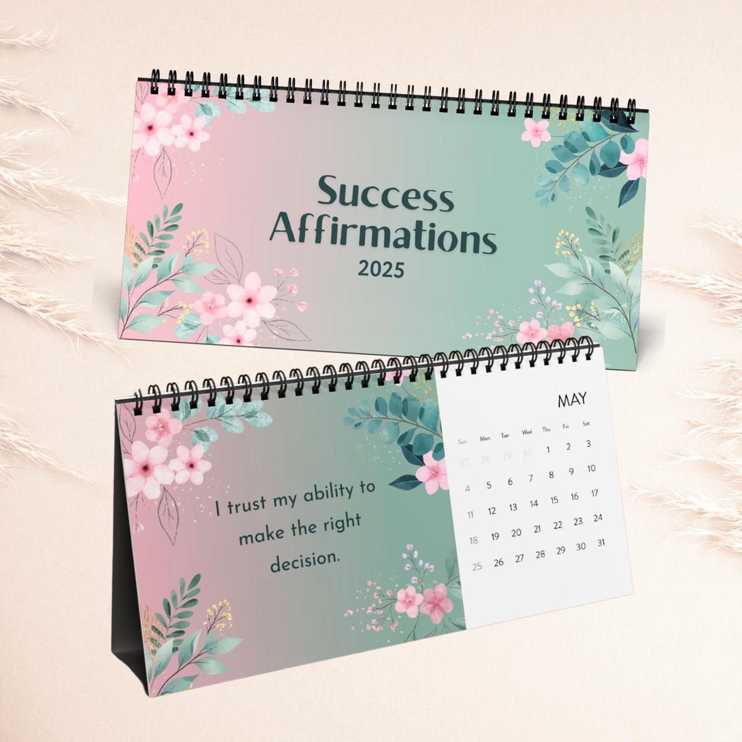 2025 Success Affirmations Desk Calendar: Inspirational Floral Design - Etsy