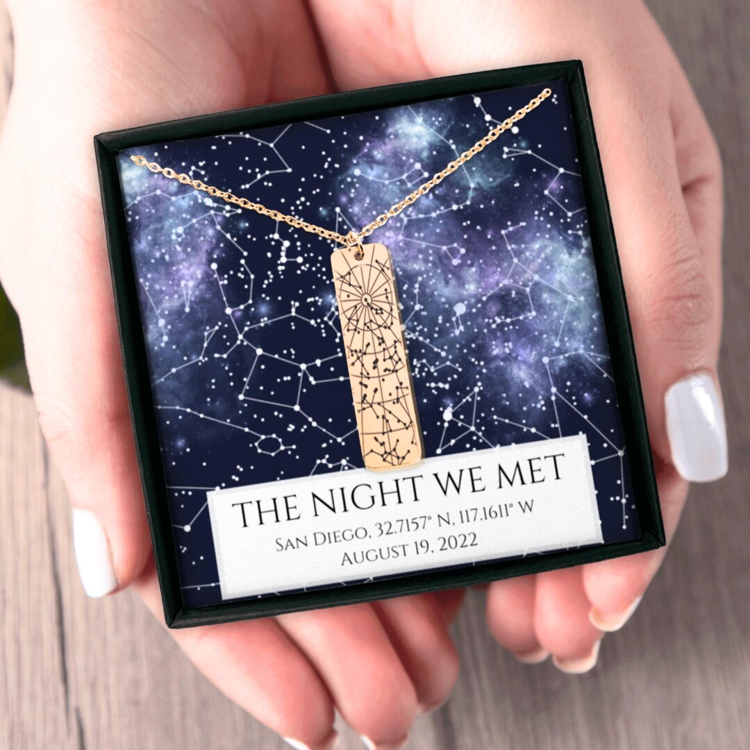 Stars the Night We Met Custom Star Map Necklace, Unique Christmas Gift ...