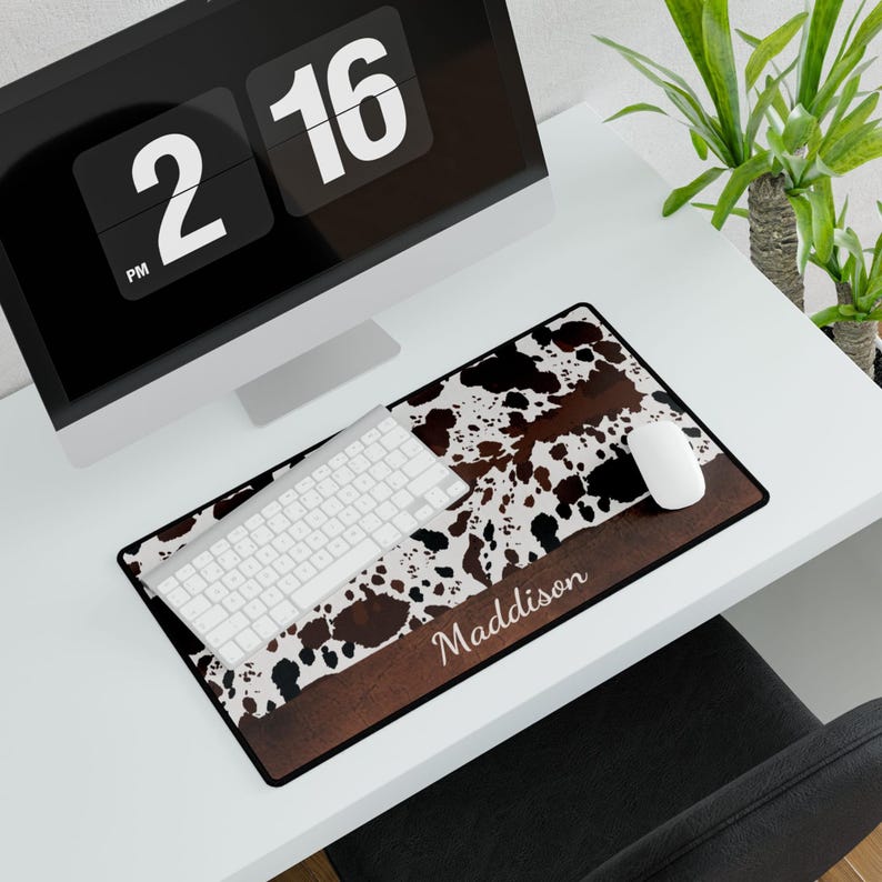Custom Cow Print Desk Mat, Personalized Animal Print Desk Pad, Unique ...