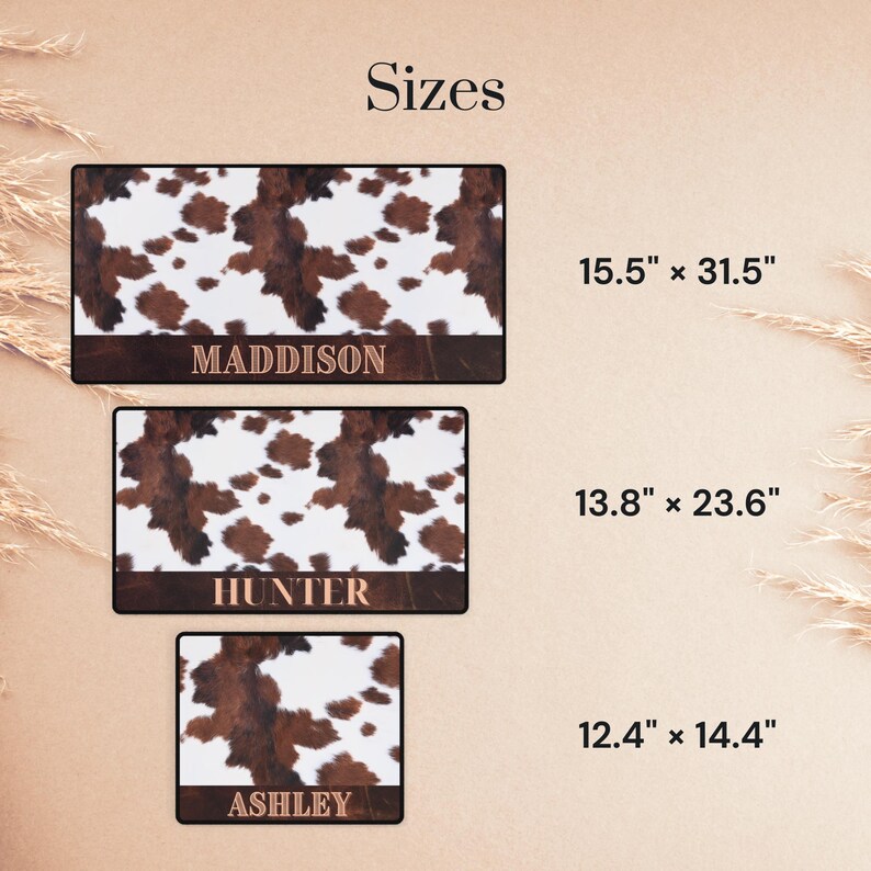 Personalized Cow Print Desk Mat, Custom Western Desk Pad, Animal Print ...