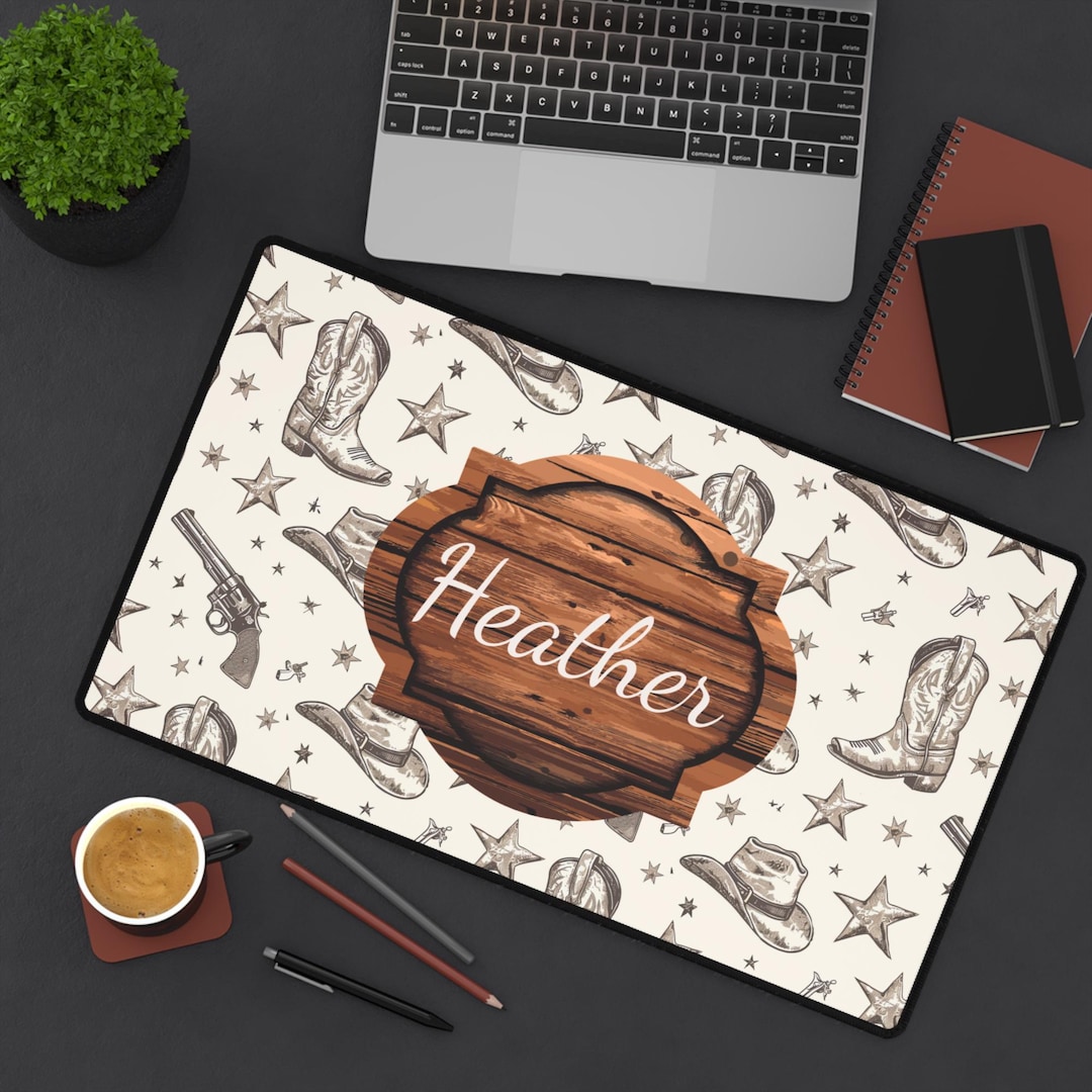 Custom Western Desk Mat Personalized Cowboy Desk Pad Rustic Office ...