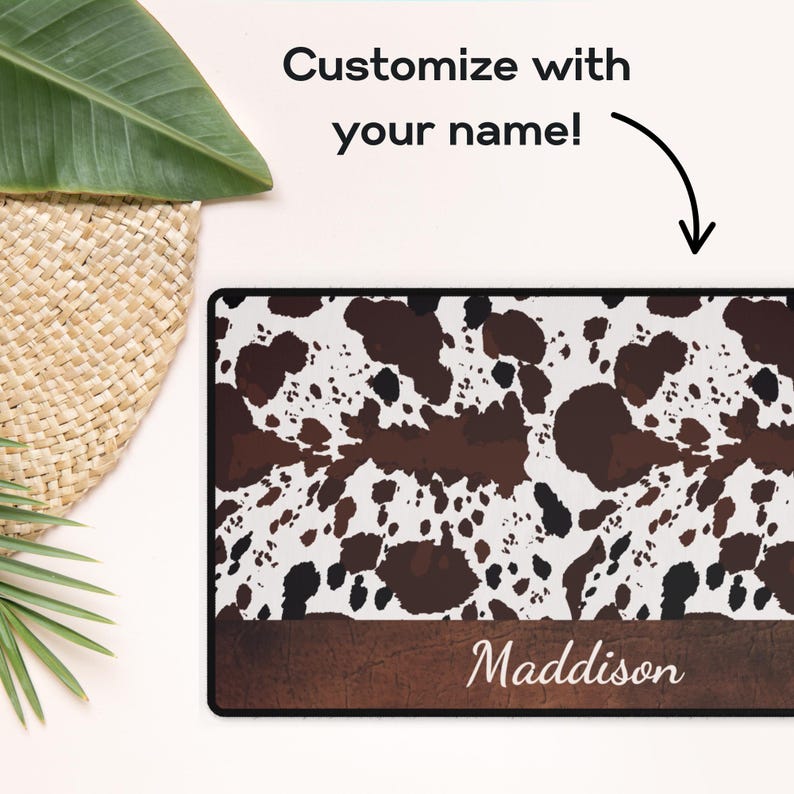 Custom Cow Print Desk Mat, Personalized Animal Print Desk Pad, Unique ...