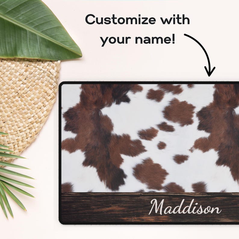 Custom Cow Print Desk Mat: Personalized Desk Pad - Etsy