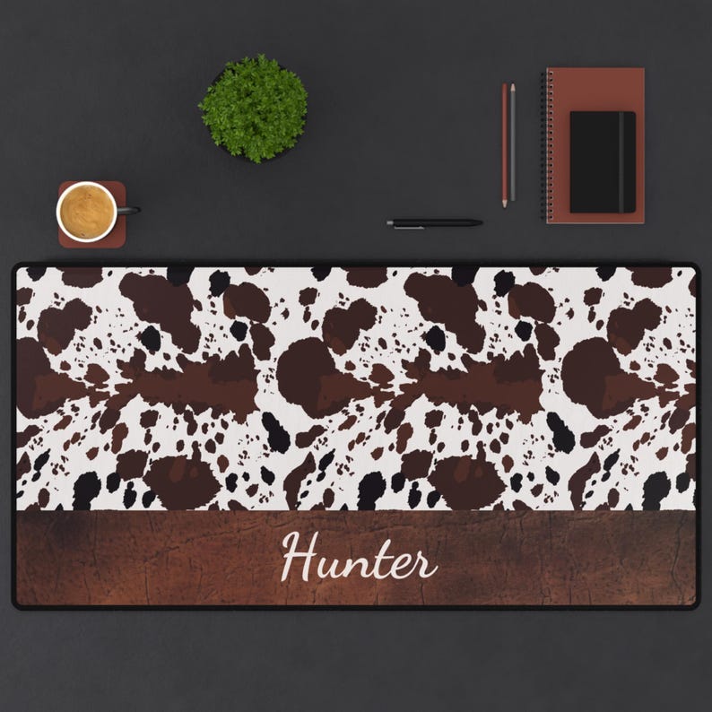 Custom Cow Print Desk Mat, Personalized Animal Print Desk Pad, Unique ...