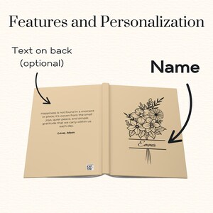 Personalized Birth Flower Bouquet Hardcover Journal, Custom Name Flower ...