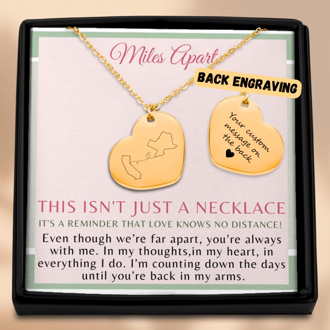 Personalized Long Distance Heart Necklace: Custom Location Jewelry - Etsy