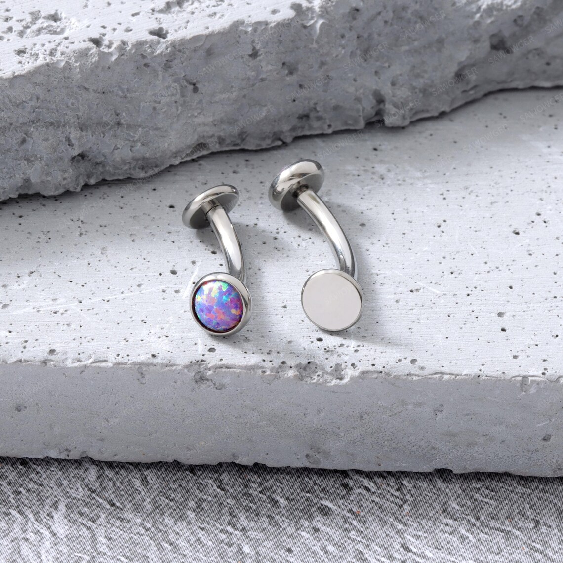 Titanium Purple Opal Fat Belly Button Ring Internally Threading 6/8/10 ...