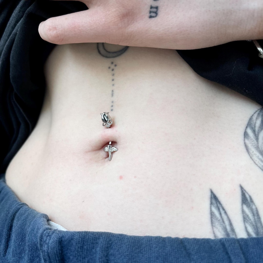 14G Rose Sterling Silver Belly Button Ring 6mm 8mm 10mm 12mm Belly ...