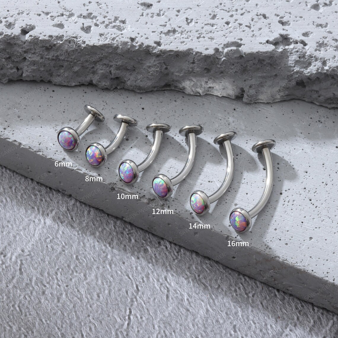 Titanium Purple Opal Fat Belly Button Ring Internally Threading 6/8/10 ...