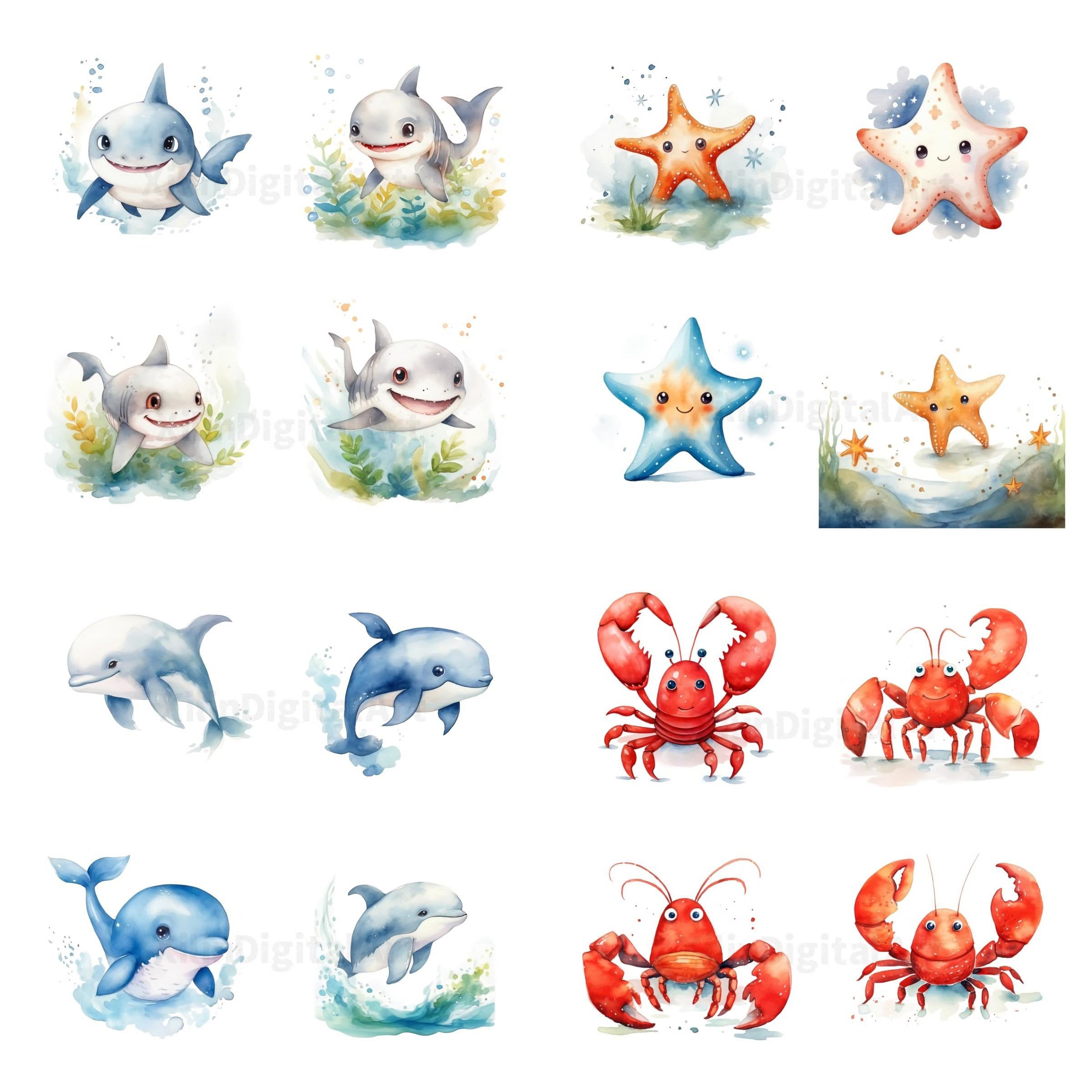 48 PNG Sea Animals Cliparts, Digital Clipart, Nursery Clipart ...