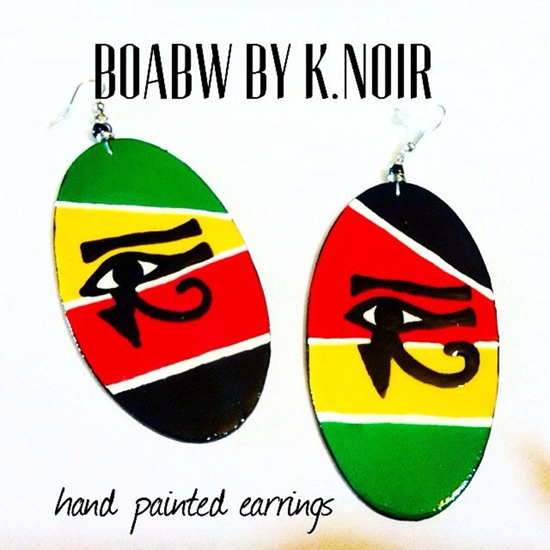 Rasta Eyes Earrings (hand Painted Earrings) Eye of Ra (afrocentric ...