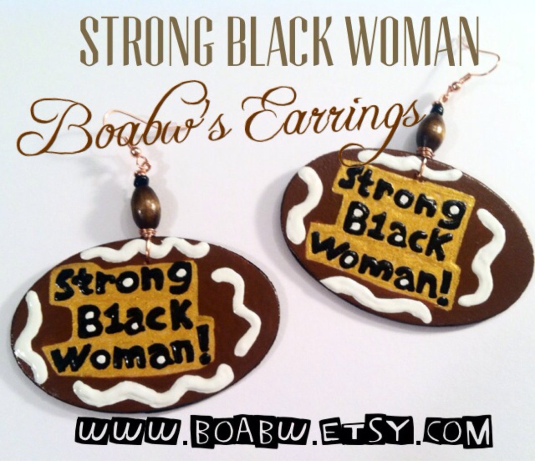 Strong Black Woman Earrings hand Painted Earrings Statement Earrings ...