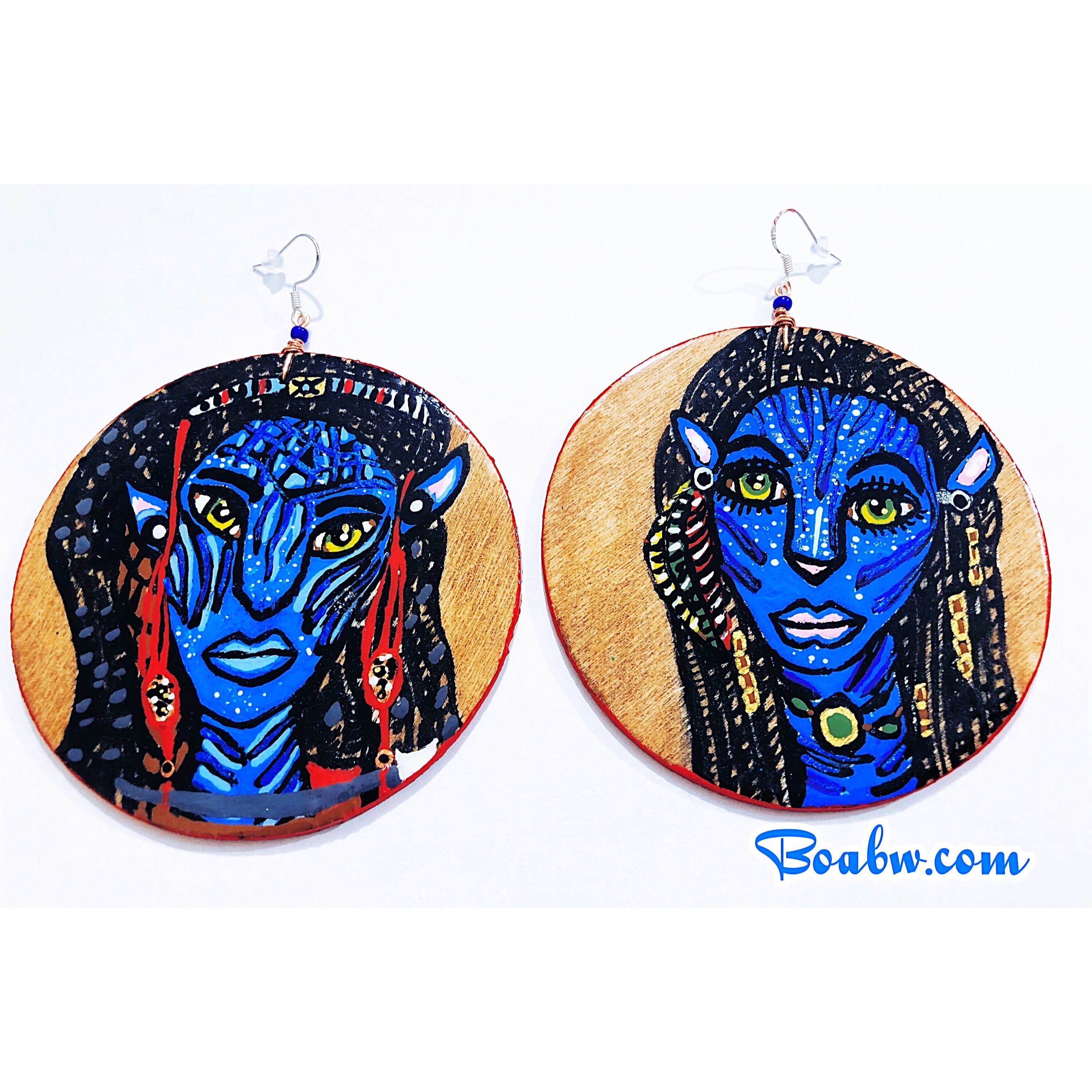 Navi Tribe Neytiri Moat Earrings avatar Movie Hand Painted Wearable Art ...