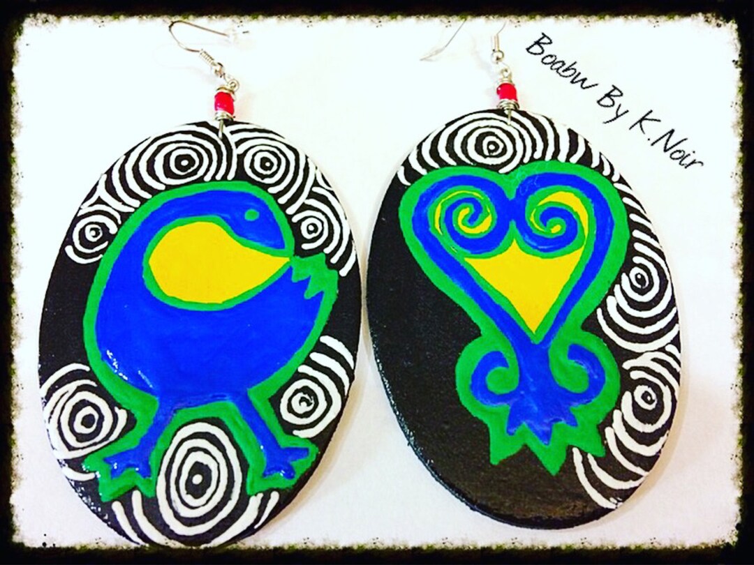 Sankofa Design Earrings (hand Painted Earrings ) Handmade Afrocentric ...