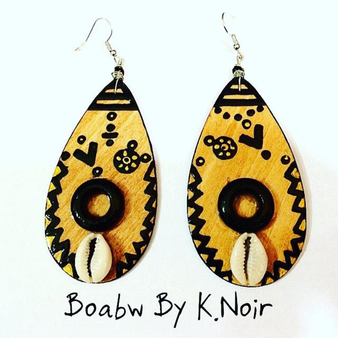 Cowrie Indigenous Earrings (hand Painted Earrings) Afrocentric ...