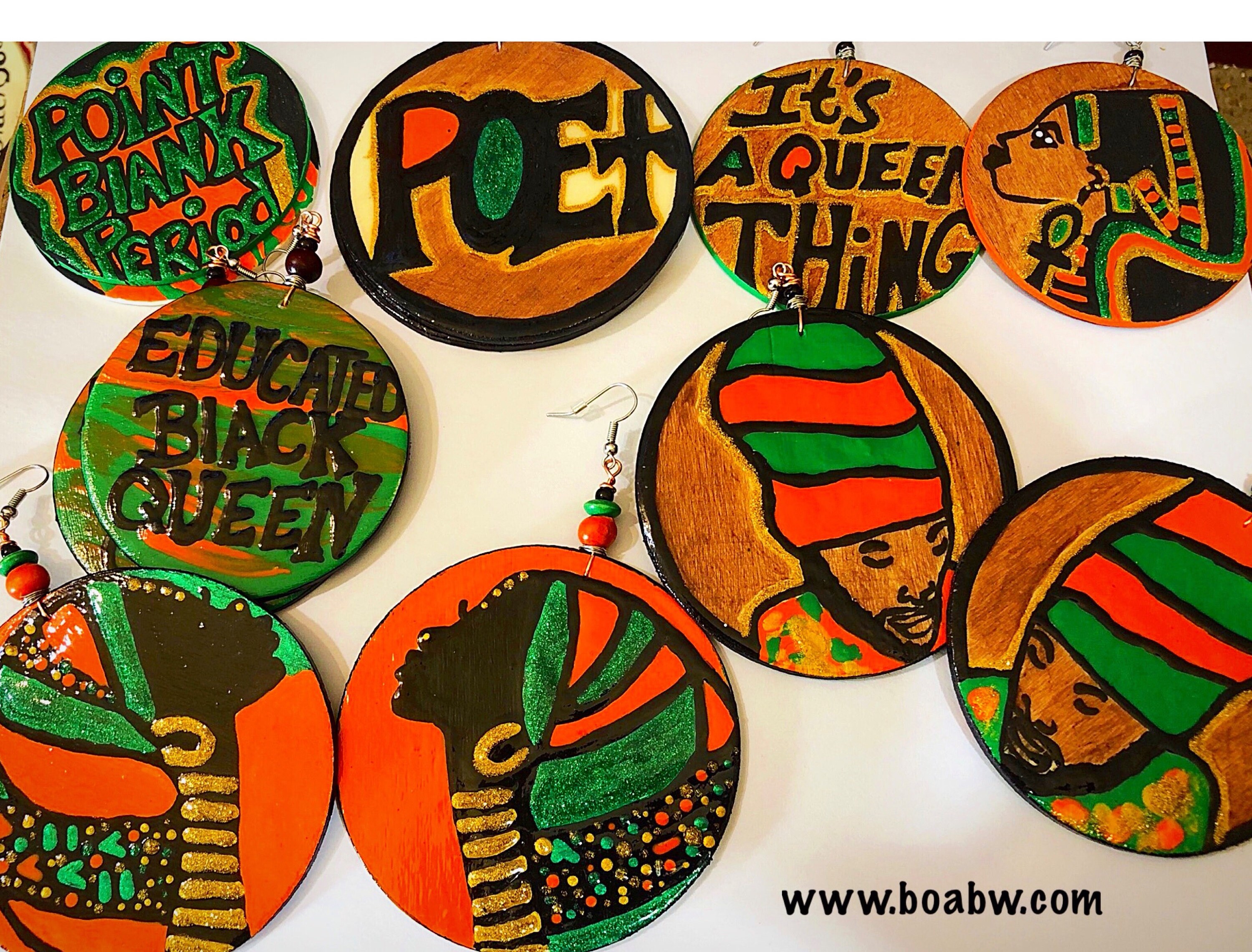 Rasta Meditation ( Orange & Green) Handmade (hand Painted Earrings ...