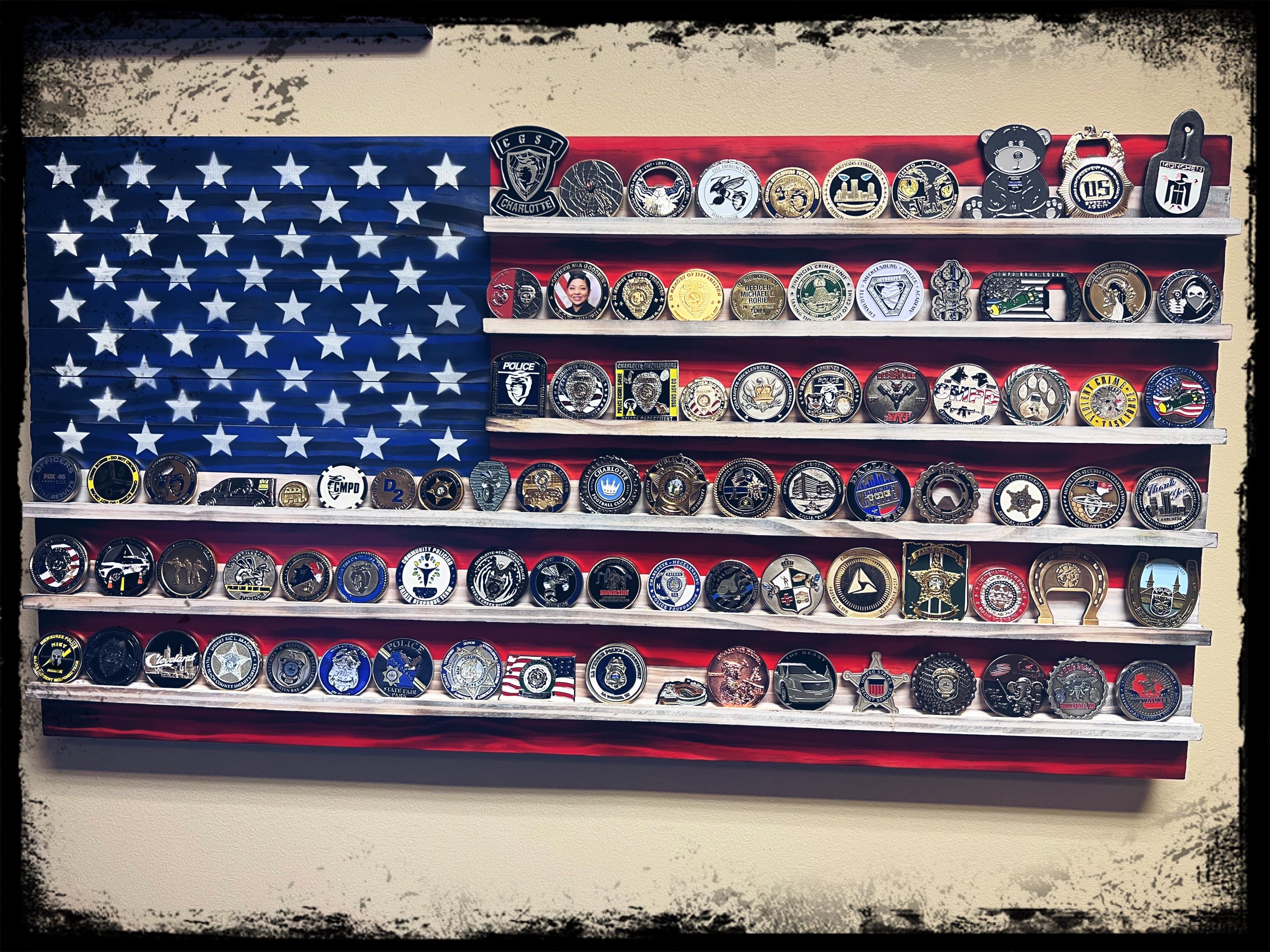 Wooden American Flag Challenge Coin Holder - Etsy