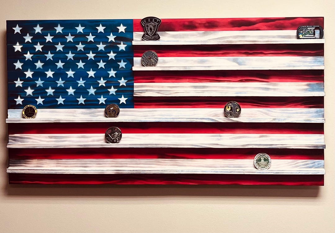 Wooden American Flag Challenge Coin Holder - Etsy