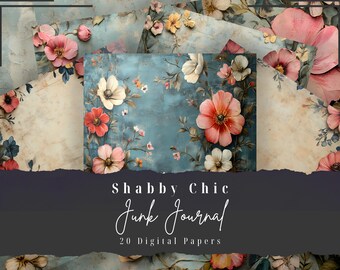 Black Floral Junk Journal Pages Vintage Digital Collage & Scrapbook ...