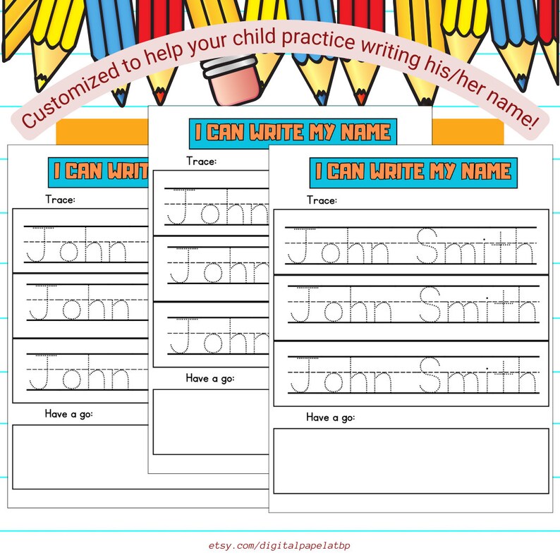 Customized Name Tracing Worksheet Personalized Name Tracing Sheet, Name ...