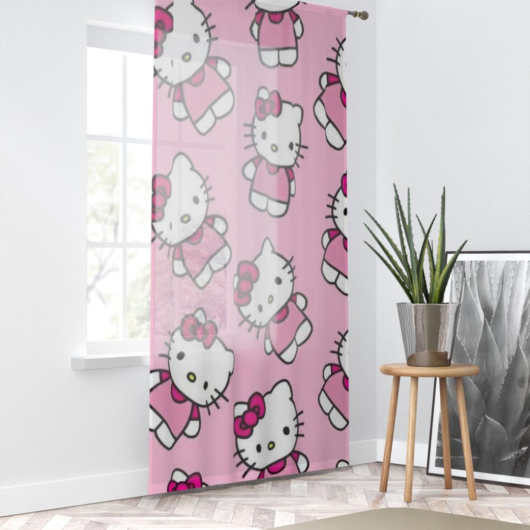 Hello Kitty Window Curtain,room Decor, House Decor, Transparent Window ...