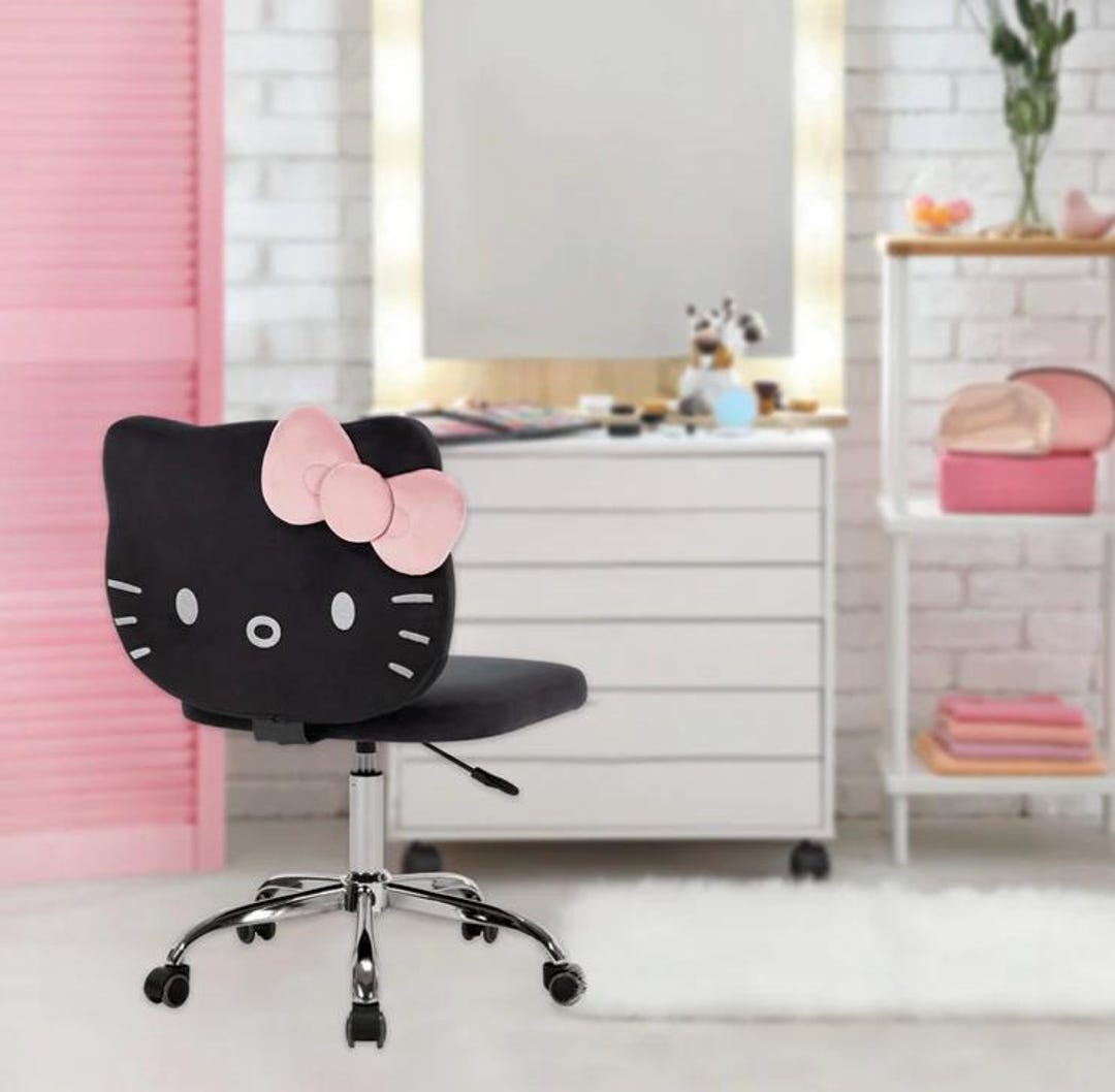 Hello Kitty Chair, Vanity Chair, Rolling Chair, Bed Room Decor, Swivel ...