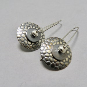 Layered Textured Disc Pinwheel Earrings in Sterling Silver, Moveable ...