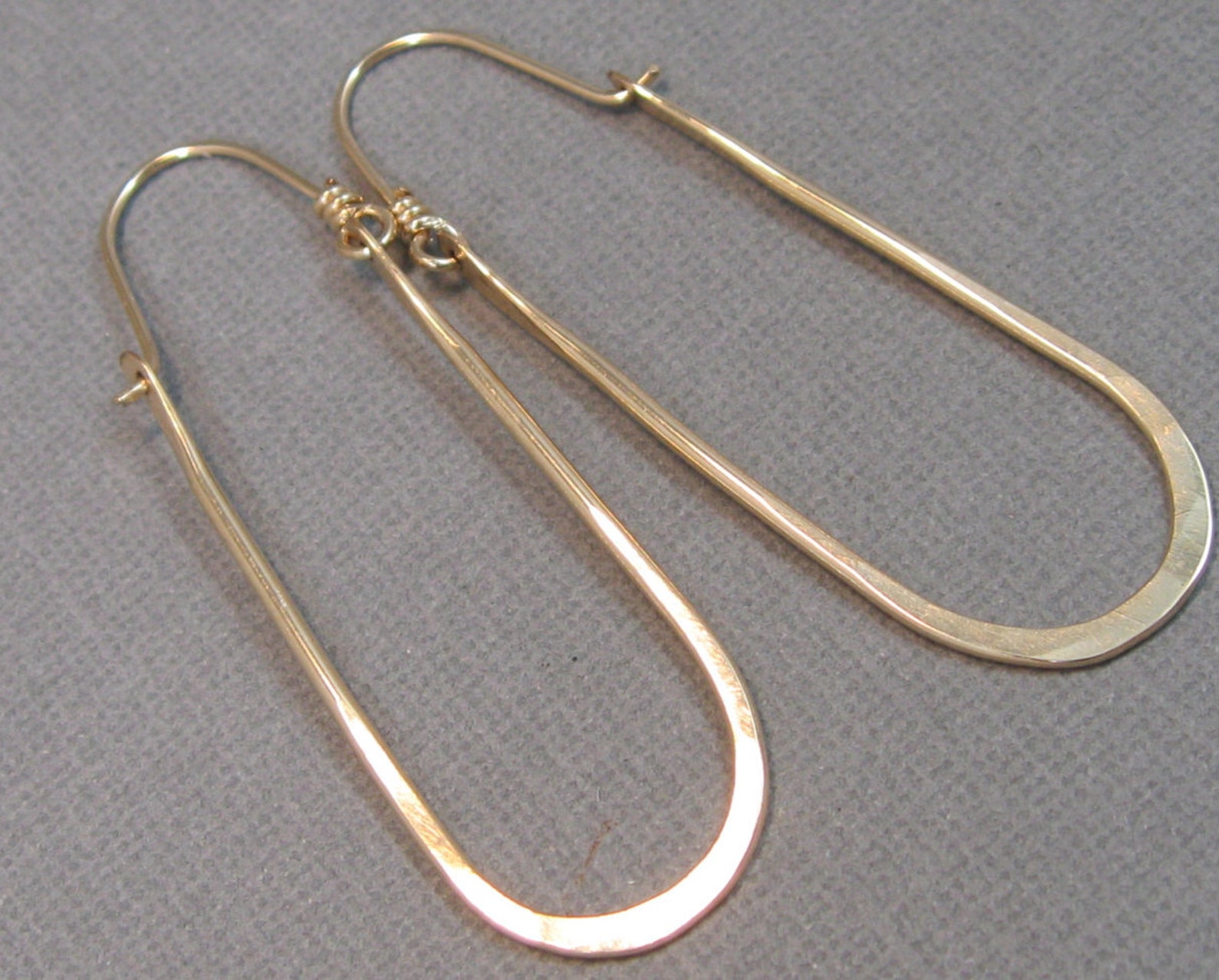 Long Gold-filled Hammered Horseshoe Hoops Gold-filled | Etsy