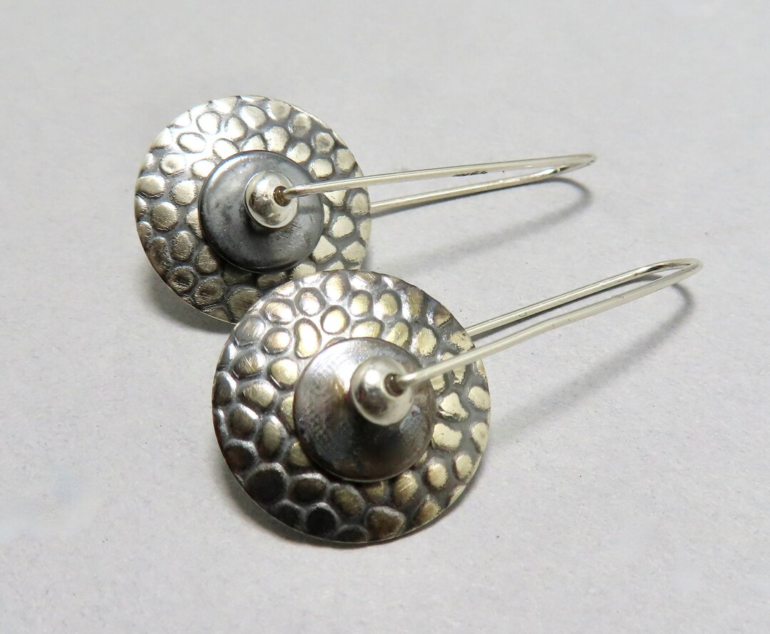 Layered Textured Disc Pinwheel Earrings in Sterling Silver, Moveable ...