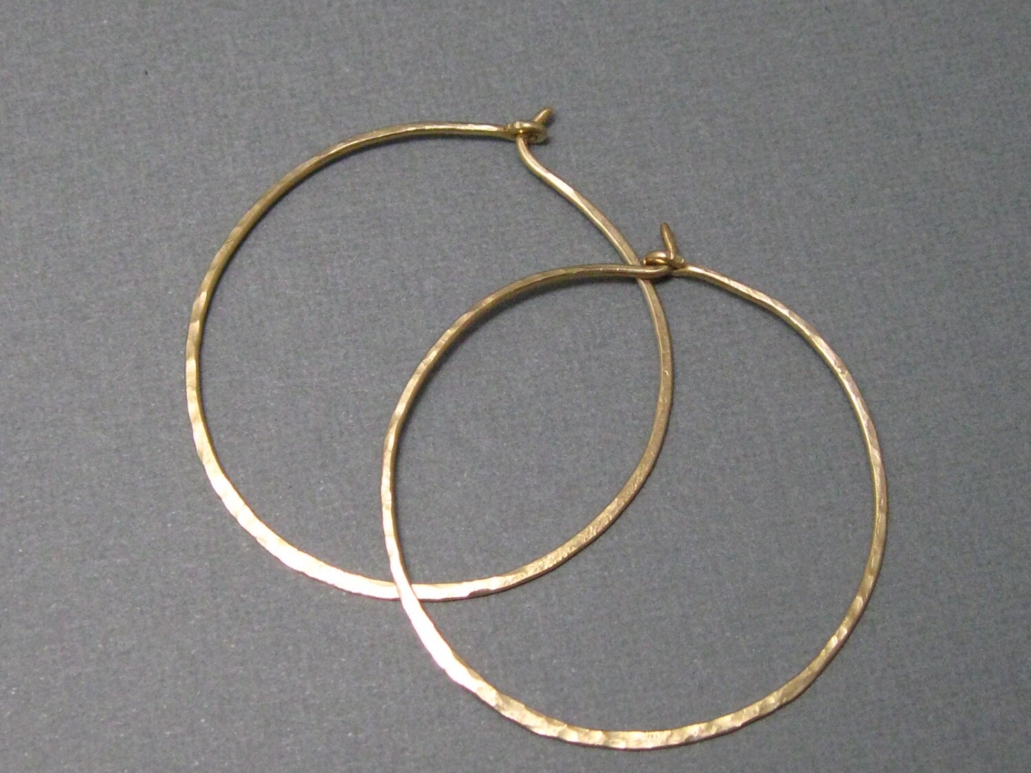 2 Inch Lightweight Minimalist Gold Filled Hoops Hand Forged | Etsy