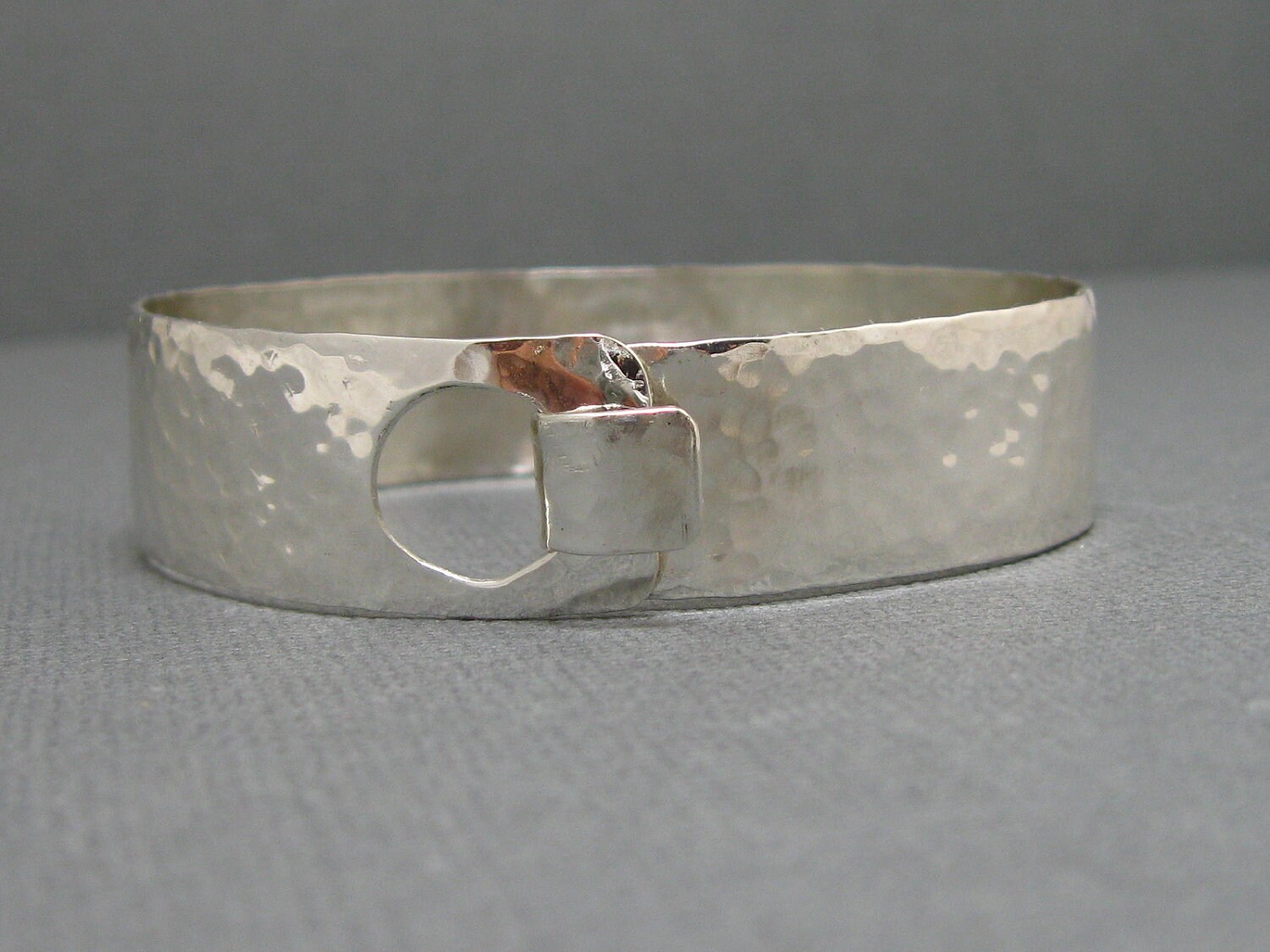 Sterling Silver Artisan Hammered Cuff Bangle Bracelet | Etsy