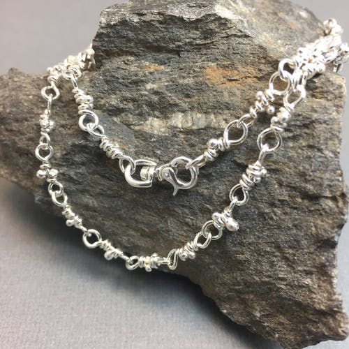 Handmade Hammered Silver Links Chain Wire Wrapped Sterling - Etsy
