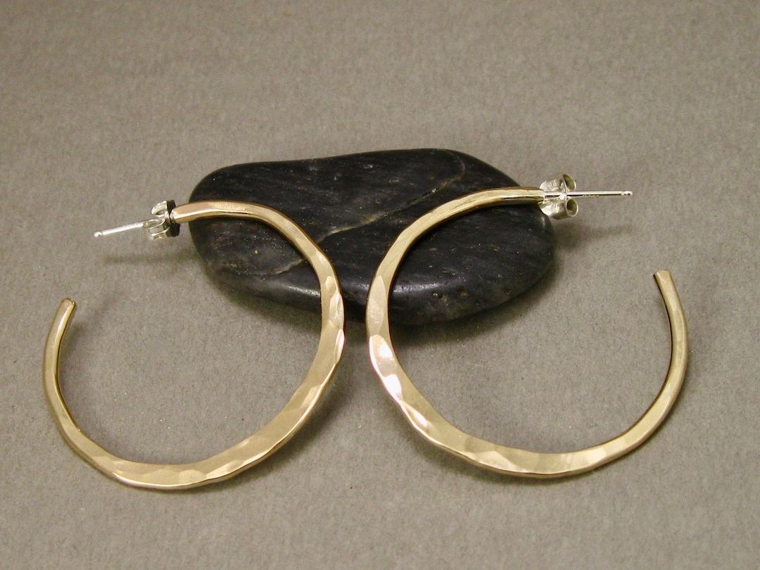Handcrafted 14kt Gold Filled Hammered Hoop Earrings - Etsy