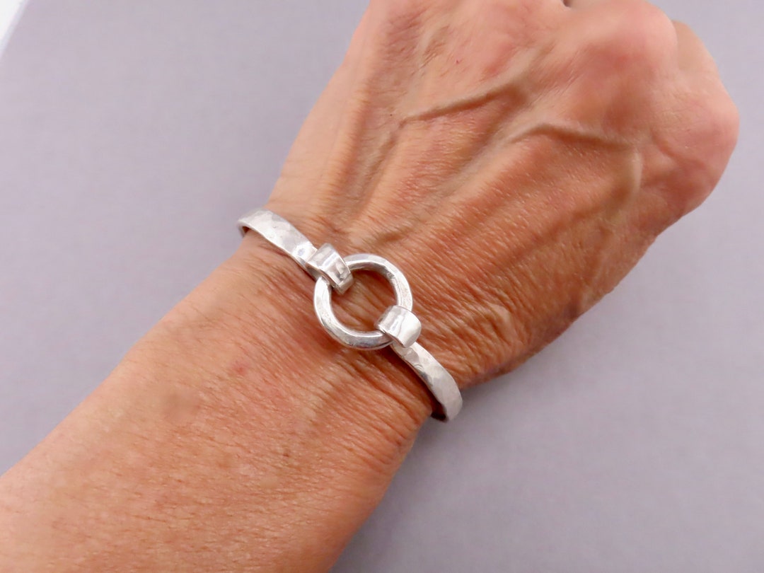 Sterling Silver Hand Forged Latch Bracelet, Artisan Handcrafted Silver ...