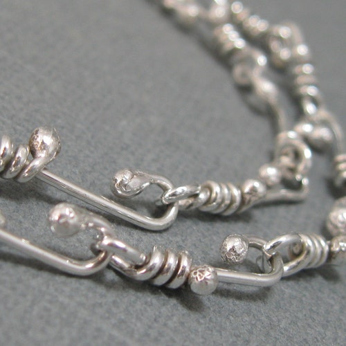 Handmade Hammered Silver Links Chain Wire Wrapped Sterling - Etsy