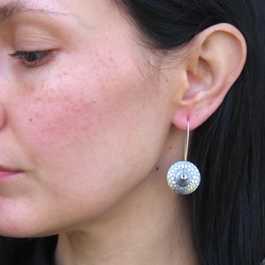 Layered Textured Disc Pinwheel Earrings in Sterling Silver, Moveable ...
