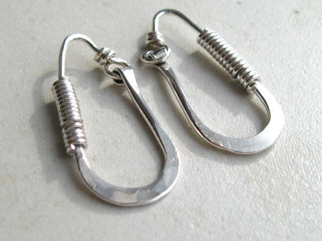 Artisan Hammered Sterling Silver Mini-hoops With Arm and - Etsy