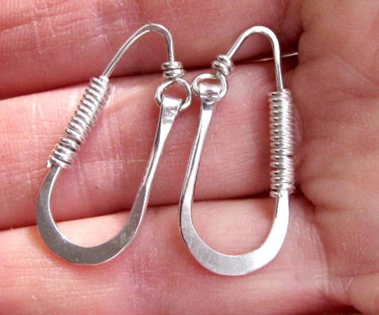 Artisan Hammered Sterling Silver Mini-hoops With Arm and - Etsy