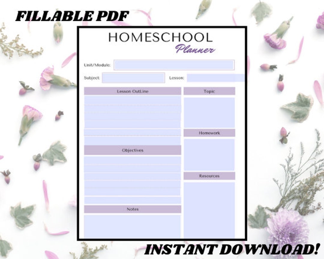 Fillable Digital Homeschool Planner | Digital Planner | Printable PDF ...