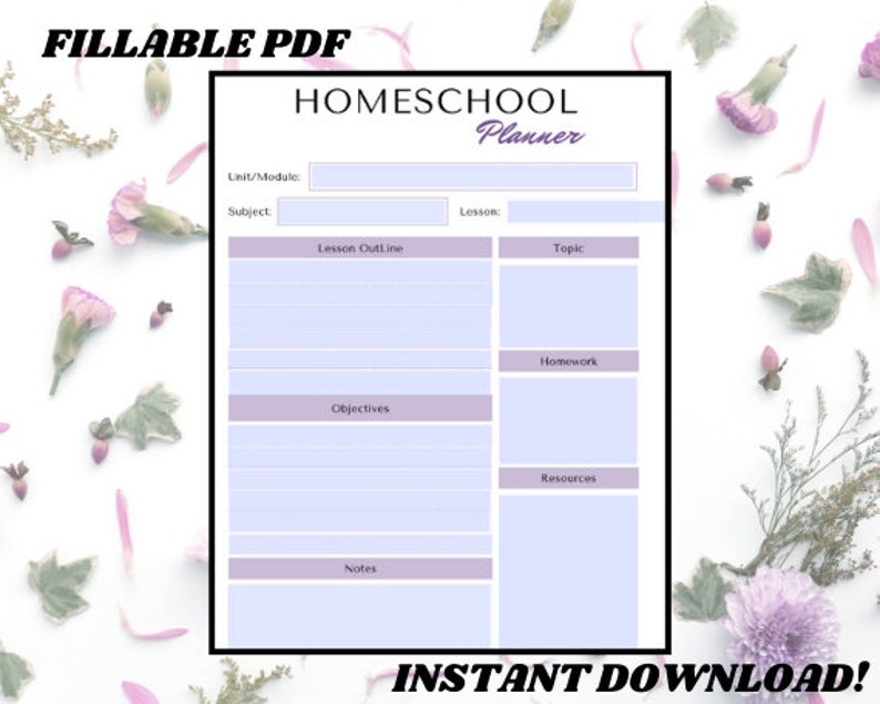 Fillable Digital Homeschool Planner | Digital Planner | Printable PDF ...